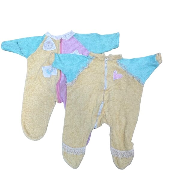 Unknown | One Pieces | Vintage Terry Cloth Color Block Baby Girl ...